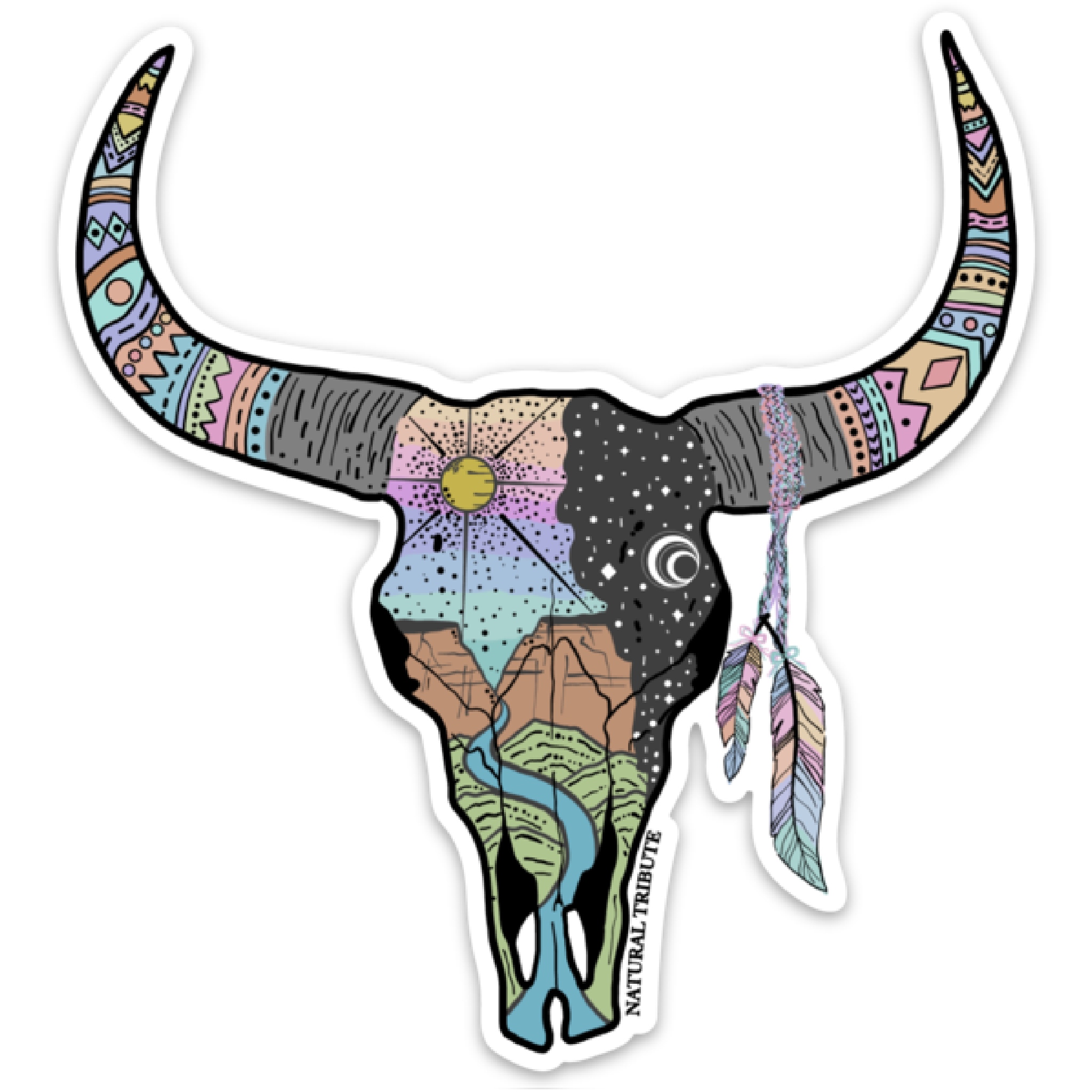 Cow Skull Color Sticker – Natural Tribute