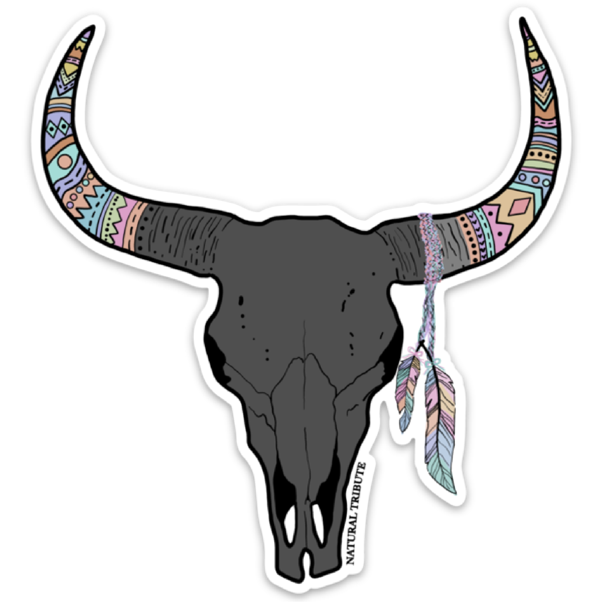 Cow Skull Dark Sticker – Natural Tribute
